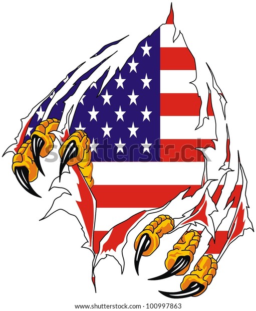 Claw Scratch On Flag America Stock Vector (Royalty Free) 100997863