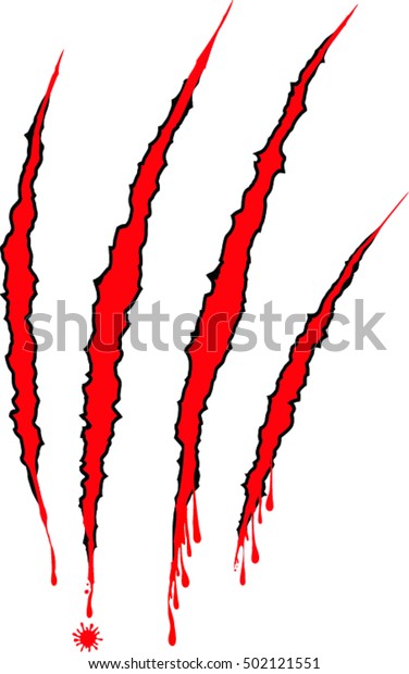 Claws Scratch Blood Drops On White Stock Vector (Royalty Free) 502121551
