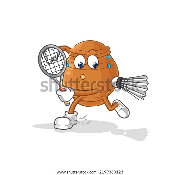 Clay Pot Playing Badminton Illustration Character Stock Vector (Royalty ...
