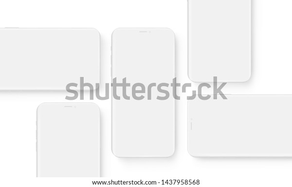 Clay Wireframe Mobile Phones Blank Screens 库存矢量图（免版税）1437958568