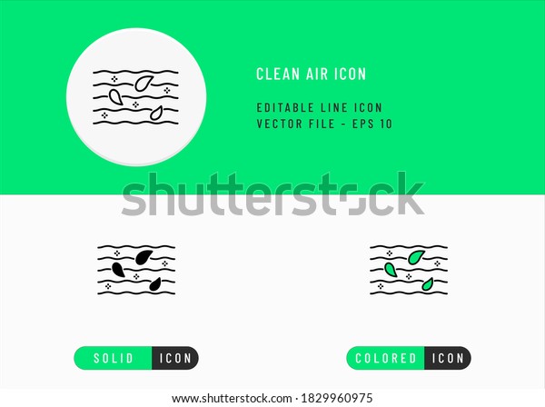 Clean Air Icons Set Editable Stroke Stock Vector (Royalty Free ...