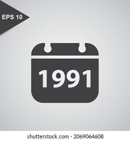 Clean Background Silhouette Icon Year 1991 Stock Vector (Royalty Free ...