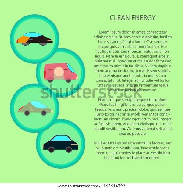 Clean Energy Infographic Flat Car Icon Stock Vector (Royalty Free ...
