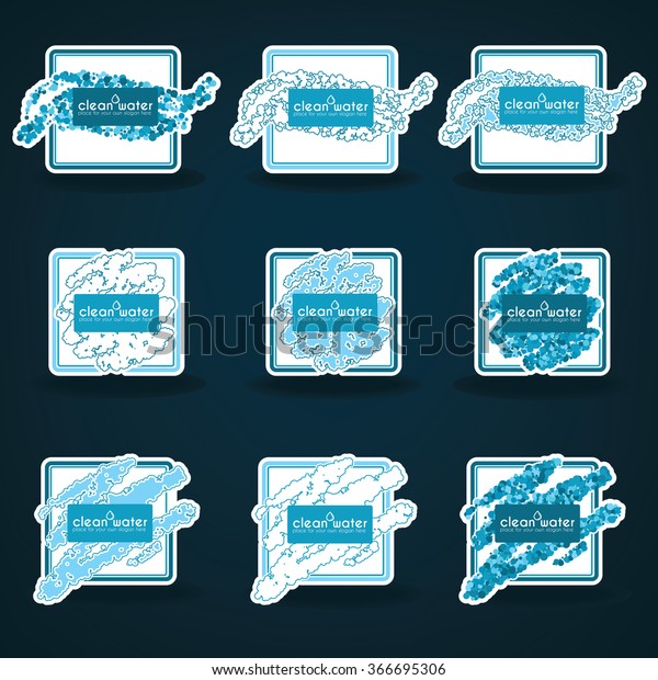 Clean Fresh Water Labels Tags Stickers Stock Vector (Royalty Free ...