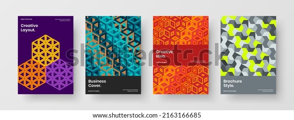 Clean Geometric Shapes Brochure Template Collection Stock Vector ...