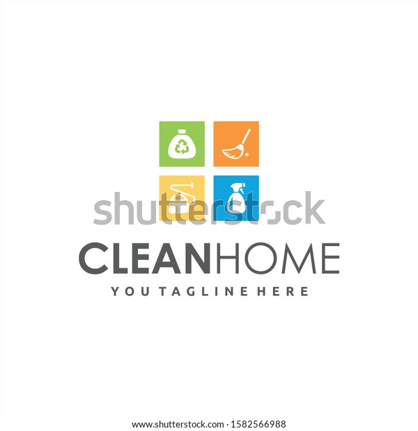 Clean Home Logo Design Templates Stock Vector (Royalty Free) 1582566988 ...