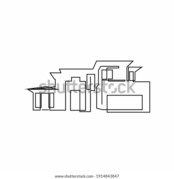 Clean House Line Drawing Art Stock Vector (Royalty Free) 1914843847 ...
