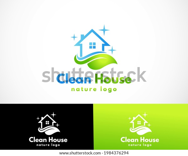 Clean House Logo Nature Leave Logo Stock Vector (Royalty Free ...