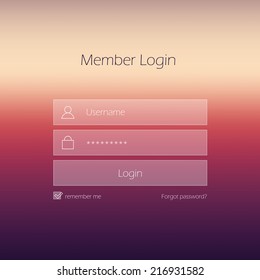 Clean Login Form Design Blurred Background Stock Vector (Royalty Free ...