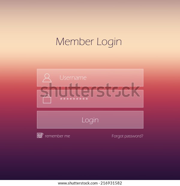 Clean Login Form Design Blurred Background Stock Vector (Royalty Free ...