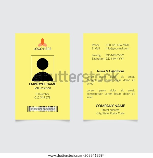 Clean Modern Abstract Yellow Id Card Stock Vector (Royalty Free ...