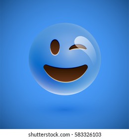 Vektor Stok Clean Shiny Smiley Emoticon Vector Illustration (Tanpa ...