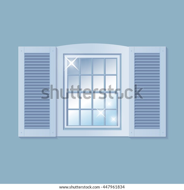Clean Shiny Window Blue Frame Spring Stock Vector (Royalty Free) 447961834