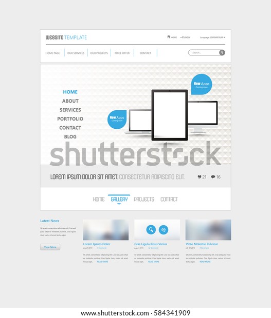 Clean Simple Minimalistic Website Interface Template Stock Vector ...