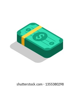 Clean Simple Money Isometric Flat Design Stock Vector (Royalty Free ...
