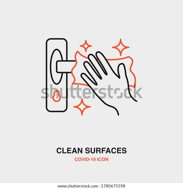Clean Surfaces Cleaning Door Knob Colored Stock Vector (Royalty Free ...