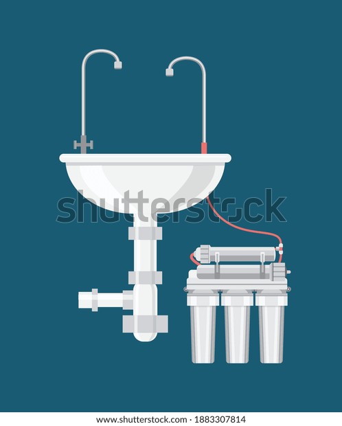 Clean Water Filter Connected Sink Tap Stock Vector (Royalty Free ...