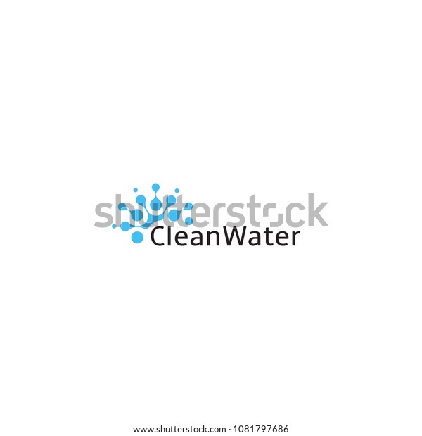 Clean water logo, abstract blue drop icon, smart technology water well ...