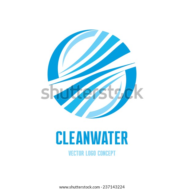 Clean Water Waves Logo Template Concept Stock Vector (Royalty Free ...
