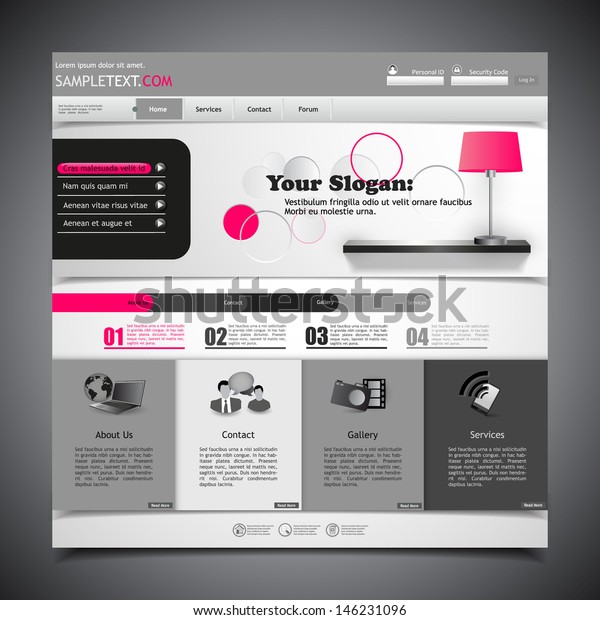 Clean Website Template Minimalistic Colors Stock Vector (Royalty Free ...