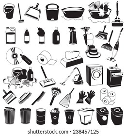 Cleaning Black Icons Stock Vector (Royalty Free) 238457125 | Shutterstock