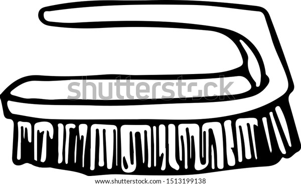 Cleaning Brush Outline Drawing Vector Illustration Stock Vector ...