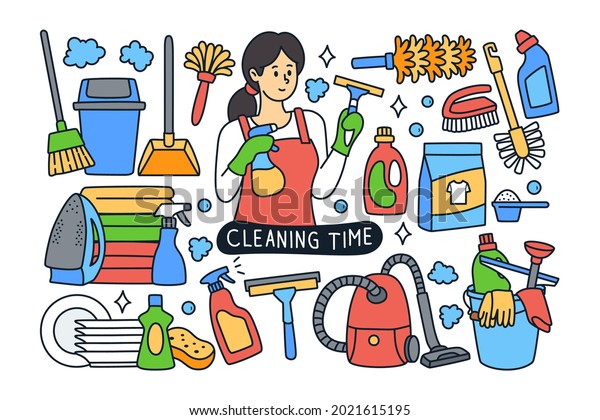 Cleaning Doodle Illustration Isolated Background Stock Vector (Royalty ...
