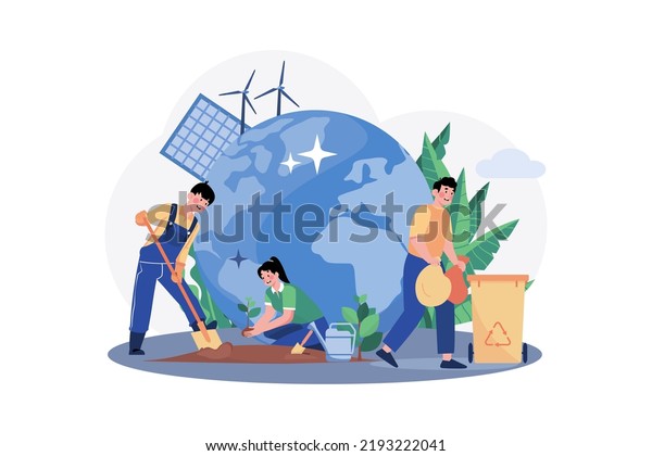 Cleaning Earth Environment Illustration Concept On Stock Vector ...