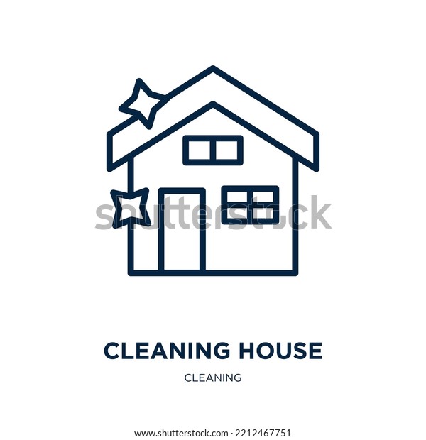 Cleaning House Icon Cleaning Collection Thin Stock Vector (Royalty Free ...