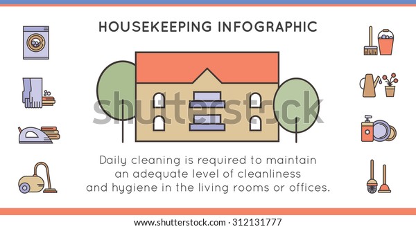 Cleaning Housekeeping Infographic Vector Icons Flat Stock Vector ...