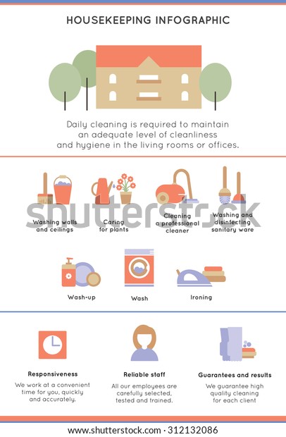 Cleaning Housekeeping Infographic Vector Icons Flat Stock Vector ...