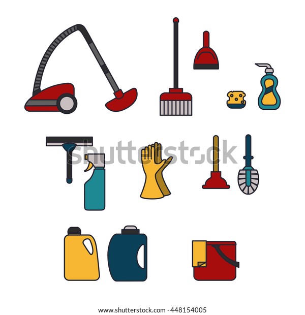 Cleaning Icons Set Equipment Cleaning Stock Vector (Royalty Free ...