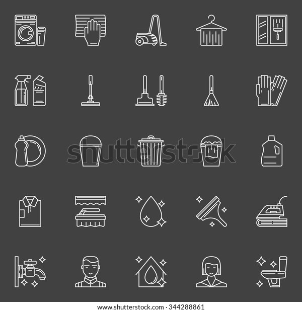 Cleaning Icons Vector Set Outline Clean Stock Vector (Royalty Free ...