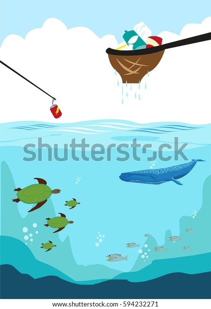 Cleaning Ocean By Collecting Different Forms Stock Vector (Royalty Free ...