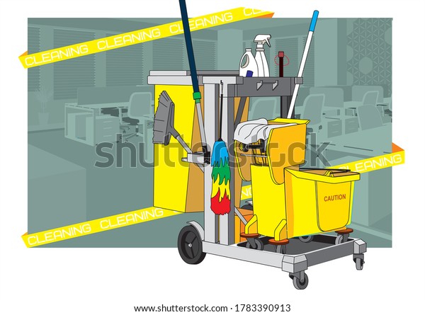 Cleaning Office Space Vector Illustration Stock Vector (Royalty Free ...