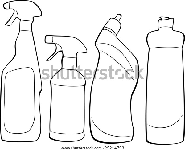 Cleaning Products Outline Stock Vector (Royalty Free) 95214793