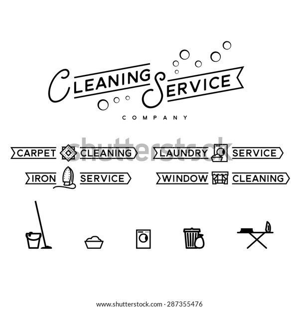 Cleaning Service Badges Icons Set Vector Stock Vector (Royalty Free ...
