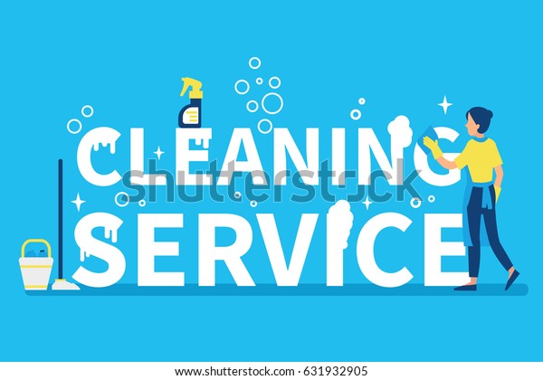 Cleaning Service Concept Design Web Banners Stock Vector (Royalty Free ...