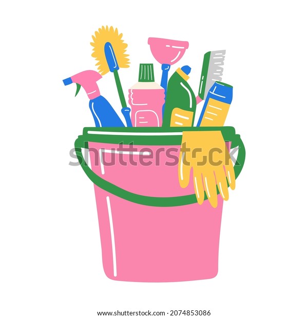 Cleaning Cleaning Tools Bucket Cleaning Tools Stock Vector (Royalty ...