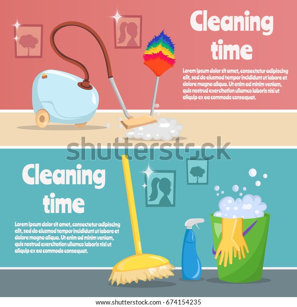 Cleaning Tools Equipment Cartoon Mop Bucket Stock Vector (Royalty Free ...