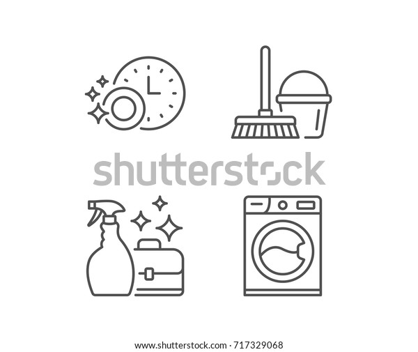 Cleaning Washing Machine Housekeeping Service Line Stock Vector ...