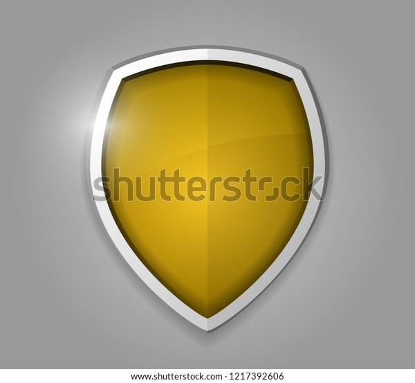 Clear Golden Realistic Shining Shield Icon: vector de stock (libre de ...