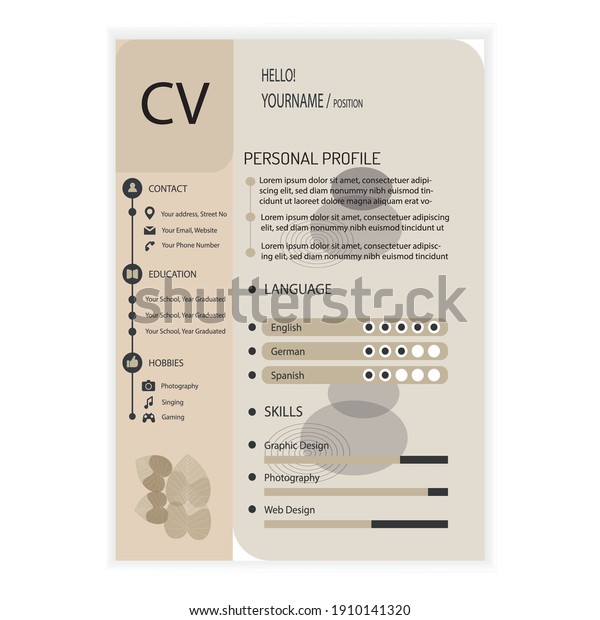Clear Modern Professional Resume Cv Template: стоковая векторная ...