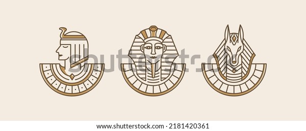 Cleopatra Pharaoh Anubis Ancient Egypt God: เวกเตอร์สต็อก (ปลอดค่า ...