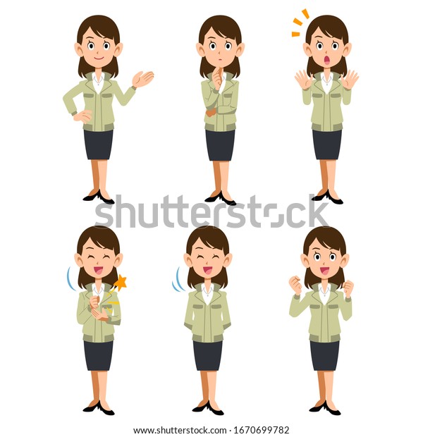 Clerical Worker Wearing Work Clothes 6 Stock Vector (Royalty Free ...