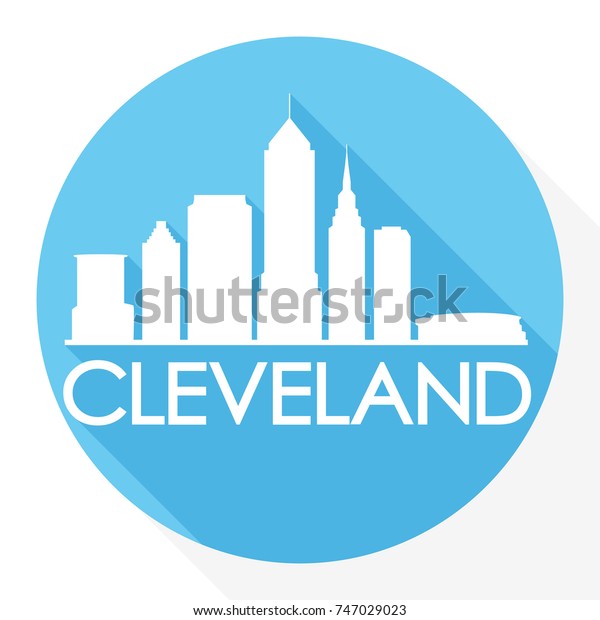Cleveland Skyline Button Icon Round Flat Stock Vector (Royalty Free ...