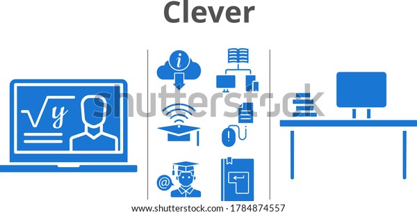 Clever Icon Set Included Professor Cap Stock Vector (Royalty Free ...