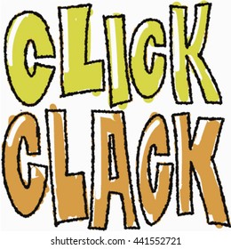 Click Clack Grunge Logo Design Doodle: vector de stock (libre de ...