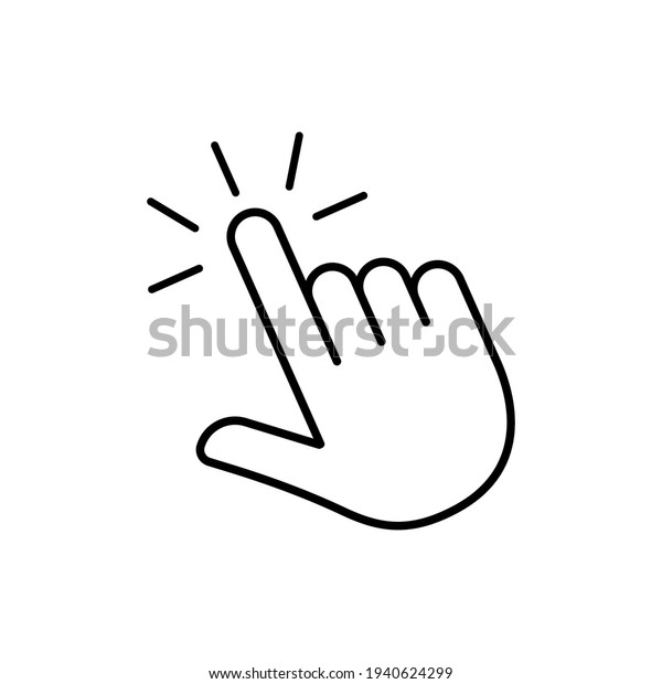 Click Finger Outline Icon Hand Touching Stock Vector (Royalty Free ...