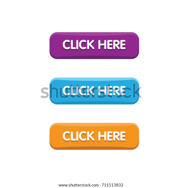 Click Here Buttons Flat Design Shine Stock Vector (Royalty Free) 711513832